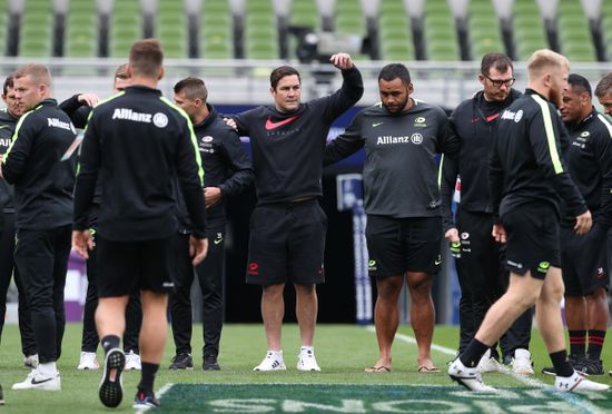 Saracens Players Huddle Around Captain Brad Editorial Stock Photo ...