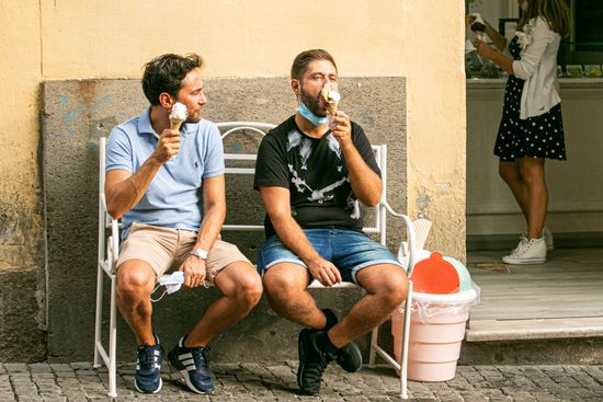 People Enjoying Ice Cream On Balmy Editorial Stock Photo - Stock Image ...