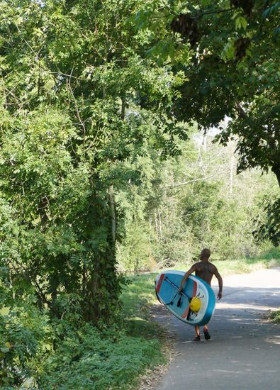 Walkers Enjoy Thea Paddle Boarder Makes Editorial Stock Photo - Stock ...