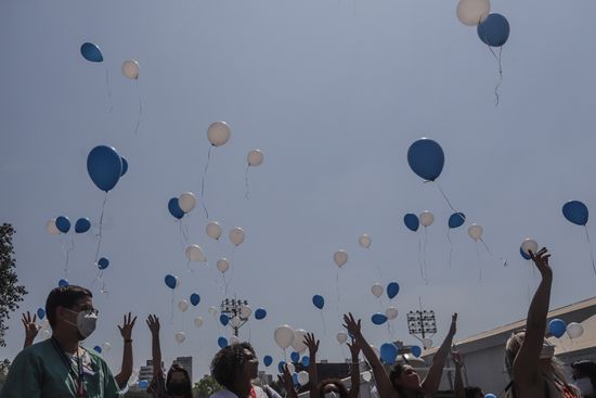 Health Workers Release Balloons Celebrate Closure Editorial Stock Photo ...