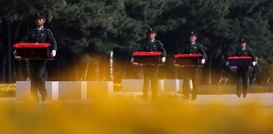 Caskets Containing Remains Chinese Peoples Volunteers Editorial Stock ...