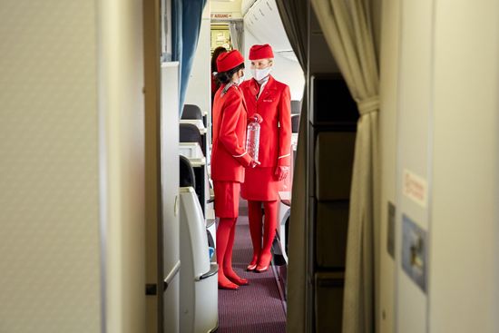 Stewardesses Austrian Airlines Work On Flight Editorial Stock Photo ...