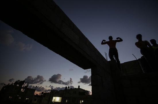 Palestinian Bodybuilders Flex Their Muscles During Editorial Stock ...