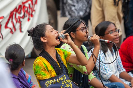 Protester Shouting Slogans Over Microphone During Editorial Stock Photo ...
