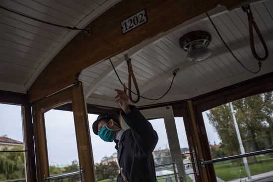 Conductor Wearing Protective Face Mask Looks Editorial Stock Photo ...