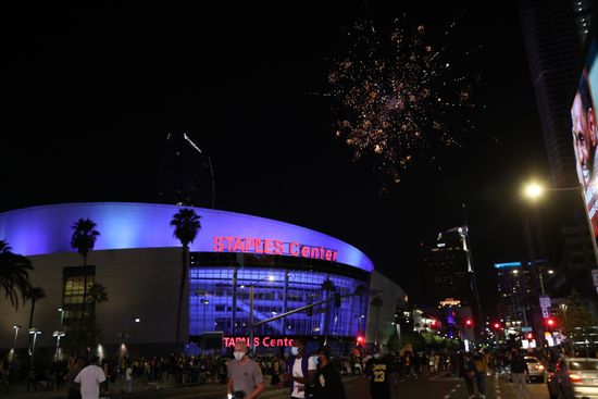 Firework Outside Staples Center Following Nba Editorial Stock Photo ...