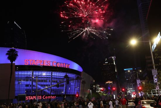 Firework Outside Staples Center Following Nba Editorial Stock Photo ...