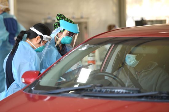 Healthcare Workers Seen Drivethrough Covid19 Testing Editorial Stock ...