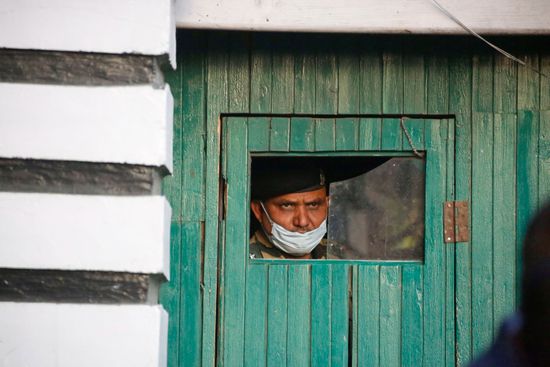 Indian Security Guard Maintains Vigil Outside Editorial Stock Photo ...