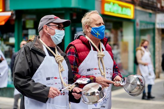 Protesters Hitting Pans Wearing Face Masks Editorial Stock Photo ...