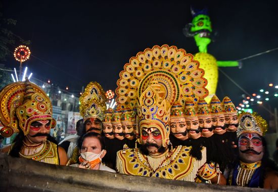 Artists Costume Ravan Kumbhkaran Meghnad During Editorial Stock Photo ...