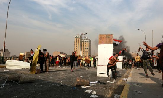 Iraqi Protestesters Throw Stones During Clashes Editorial Stock Photo ...