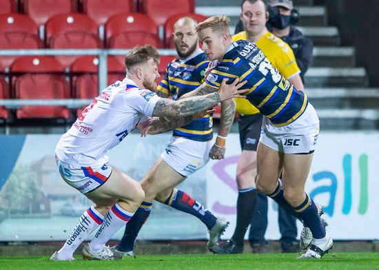 Leedss Alex Sutcliffe Tackled By Wakefields Editorial Stock Photo ...