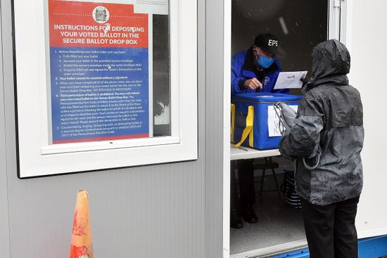 Voter Drops Off Her Ballot Rain Editorial Stock Photo - Stock Image ...