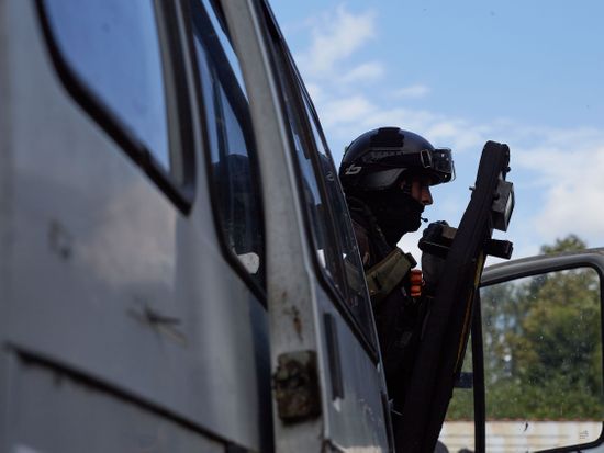 Special Forces Officer Seen Armoured Shield Editorial Stock Photo ...