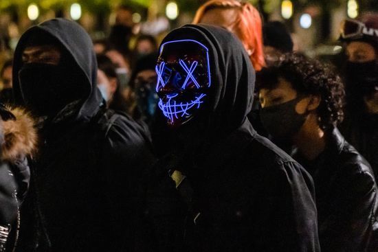 Protester Wearing Mask Hood Seen Protesters Editorial Stock Photo ...