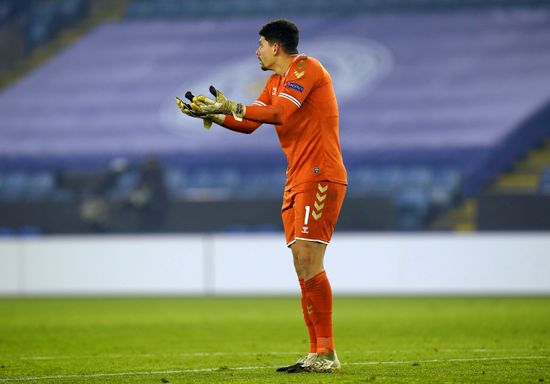 Bragas Goalkeeper Matheus Reacts During Uefa Editorial Stock Photo ...
