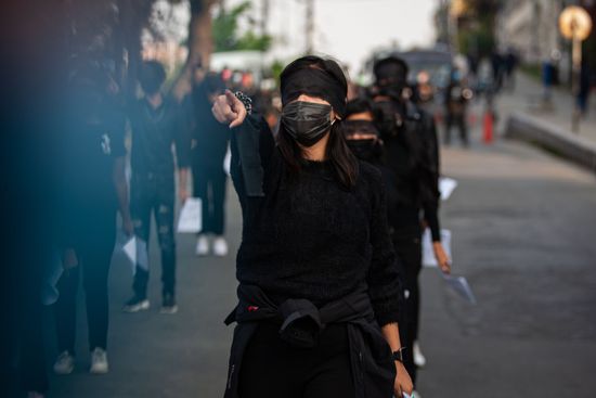 Masked Youth Activists Gesture During Protest Editorial Stock Photo ...