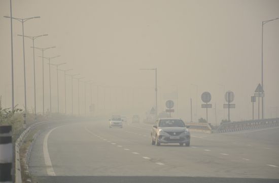 Heavy Smog Seen On Nh24 Near Editorial Stock Photo - Stock Image ...
