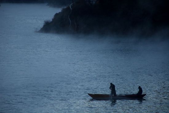 Two Fishermen On Boat Indra Sarovar Editorial Stock Photo - Stock Image ...