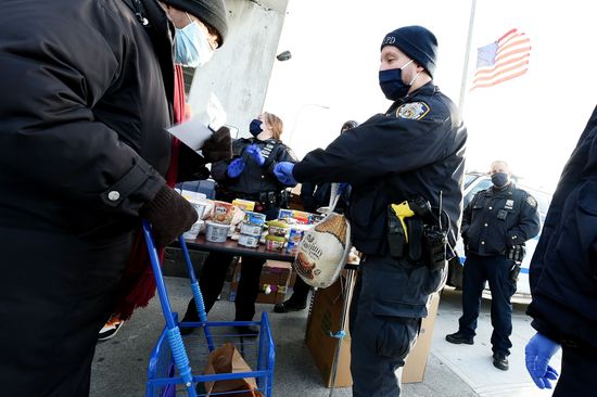 Nypd Officers Hand Out Turkeys Food Editorial Stock Photo - Stock Image ...