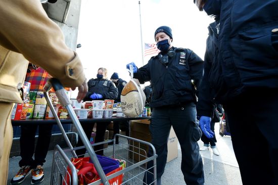 Nypd Officers Hand Out Turkeys Food Editorial Stock Photo - Stock Image ...