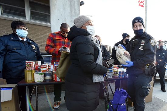 Nypd Officers Hand Out Turkeys Food Editorial Stock Photo - Stock Image ...