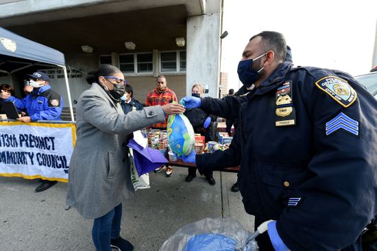 Nypd Officers Hand Out Turkeys Food Editorial Stock Photo - Stock Image ...