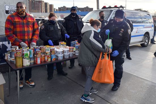 Nypd Officers Hand Out Turkeys Food Editorial Stock Photo - Stock Image ...