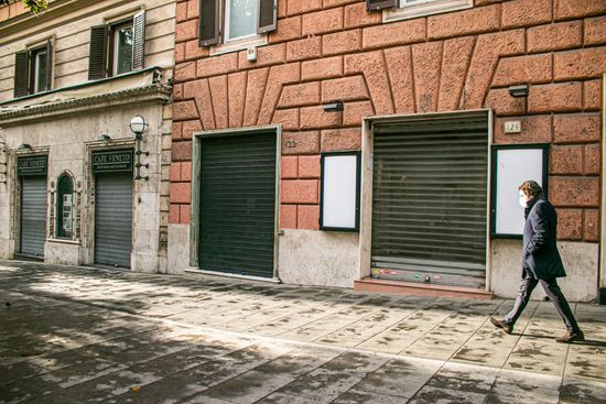 Pedestrians Walk Past Shuttered Shop Restaurant Editorial Stock Photo ...