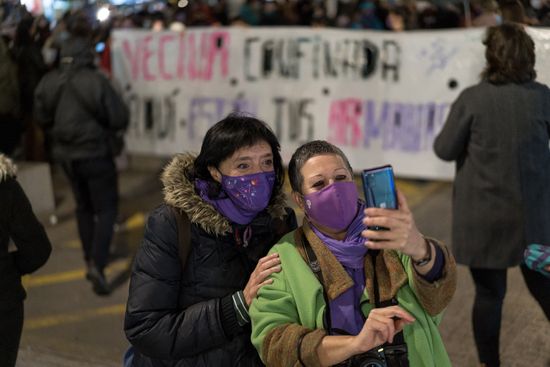 Female Protesters Face Masks Take Selfie Editorial Stock Photo - Stock ...