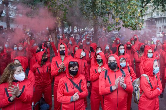 Protesters Wearing Face Masks Money Heist Editorial Stock Photo - Stock ...