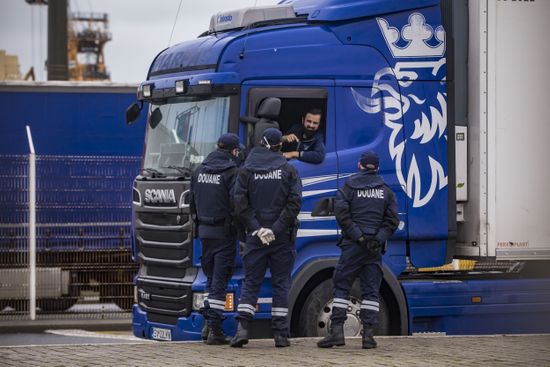 French Customs Officers Control Loading Trucks Editorial Stock Photo ...