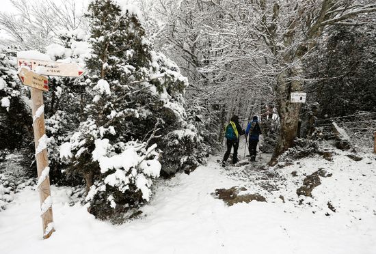 Two Men Walk Snow Beladoa Village Editorial Stock Photo - Stock Image ...