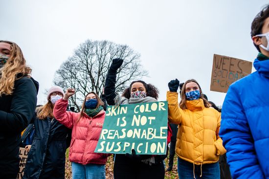 Protester Wearing Face Mask Holds Placard Editorial Stock Photo - Stock ...