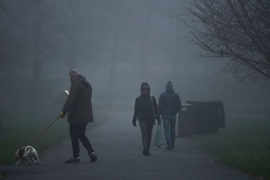 Fog Shrouds Walkers They Pass Through Editorial Stock Photo - Stock ...