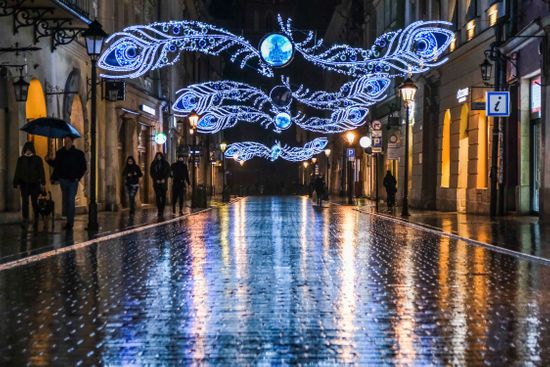 Christmas Structures Decorated Lights Seen On Editorial Stock Photo ...