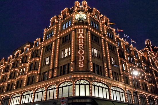 Iconic Facade Harrods All Lit up Editorial Stock Photo - Stock Image ...