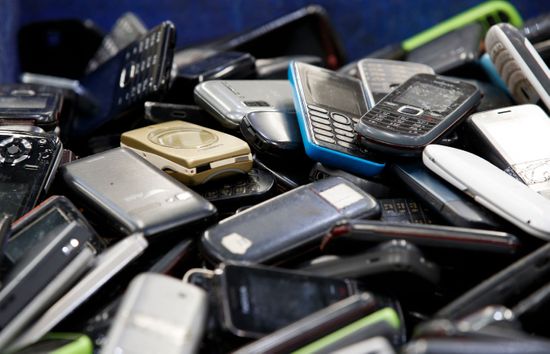 Discarded Mobile Phones Collected Recycling Electronic Editorial Stock ...