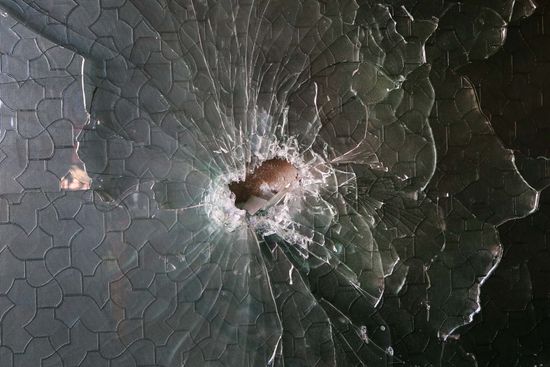 Shrapnel Hole Glass Site Rocket Attack Editorial Stock Photo - Stock ...