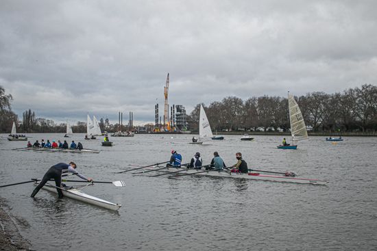 Rowing Boats Sailing Dinghies Practicing On Editorial Stock Photo ...