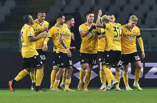 Udinese Players Celebrate Their Third Goal Editorial Stock Photo ...