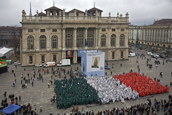 Piazza Castello Turin People Celebrating Italian Editorial Stock Photo ...