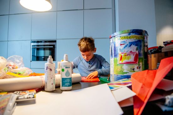 Mother Working Home Children Home Because Editorial Stock Photo - Stock ...