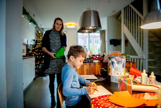 Mother Working Home Children Home Because Editorial Stock Photo - Stock ...