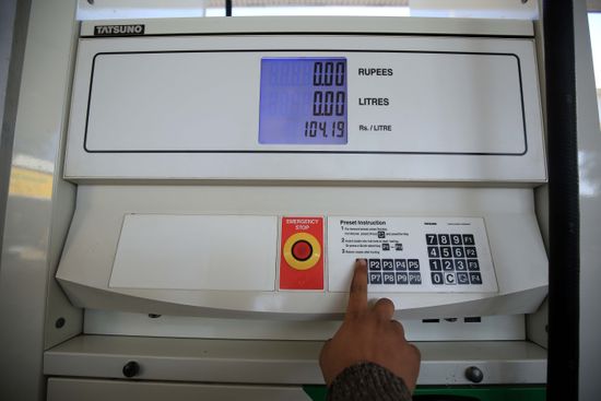 Gas Station Attendant Points Meter Gasoline Editorial Stock Photo ...