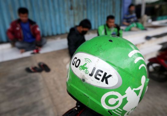 Helmet Gojek Logo Hangs On Bike Editorial Stock Photo - Stock Image ...