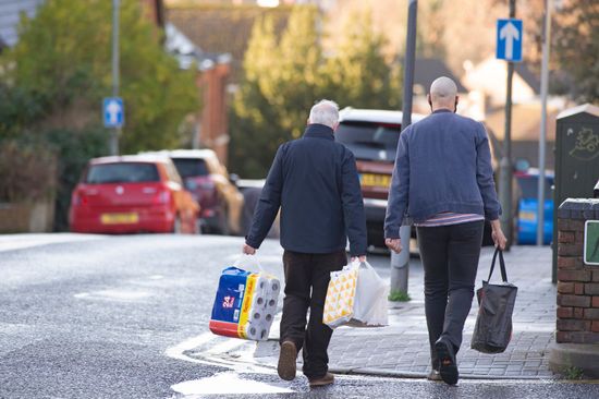 Two People Walking Home Their Shopping Editorial Stock Photo - Stock ...