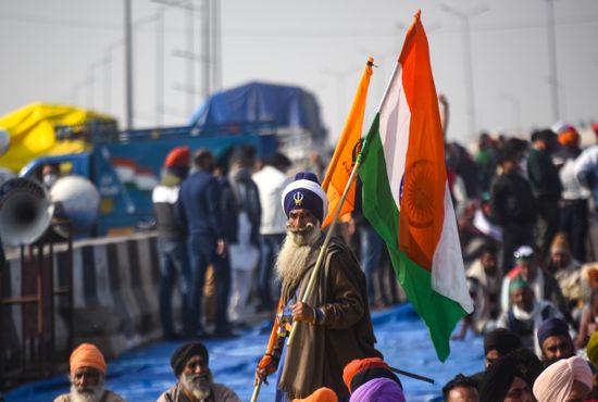 Nihang Sikh Holds Flags During Ongoing Editorial Stock Photo - Stock ...