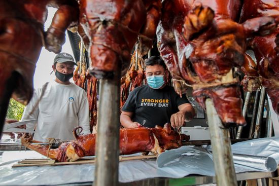 Worker Wearing Face Mask Slices Roasted Editorial Stock Photo - Stock ...